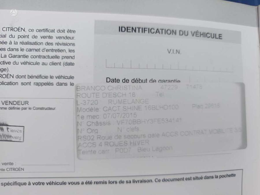 Citroen C4 Cactus 2015 in Marijampole, with an engine capacity of 1.56 L and mileage of 230 thousand km for 4499 €, photo 13 on AUTOMOTO.COM.LV