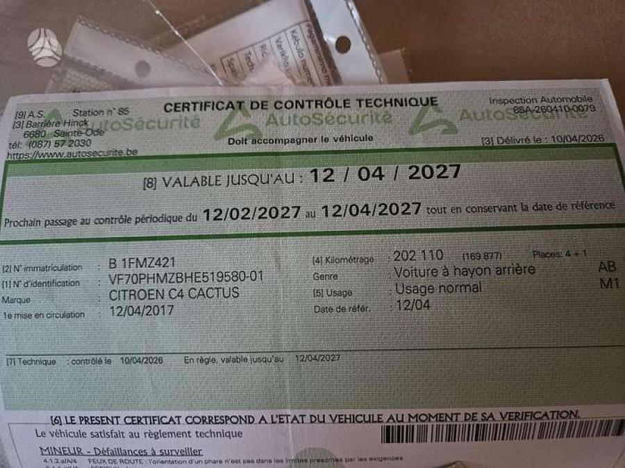 Белый Ситроен C4 Кактус 2017 в Шяуляй, объемом двигателя 1.20 л и пробегом 203 тыс. км за 4750 €, фото 23 на AUTOMOTO.COM.LV
