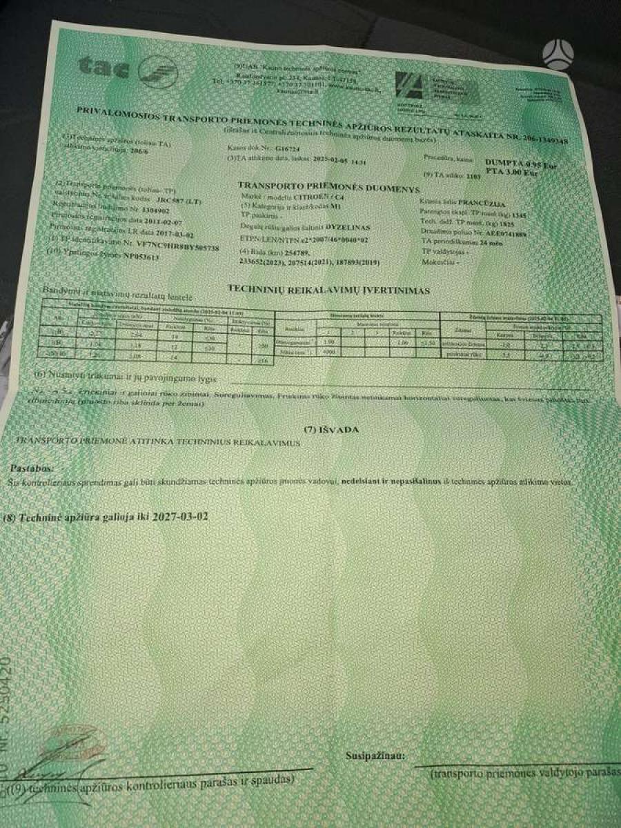 Серый Ситроен С4 2011 в Клайпеда, объемом двигателя 1.56 л и пробегом 267 тыс. км за 2800 €, фото 8 на AUTOMOTO.COM.LV