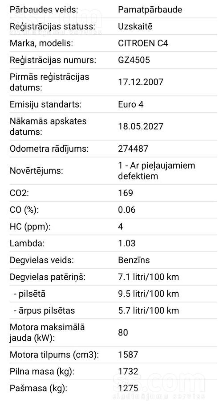 Citroen C4 2007 Kuldīga, ar dzinēja tilpumu 1.60 L un nobraukumu 275 tūkst. km par 1350 €, foto 15 vietnē AUTOMOTO.COM.LV