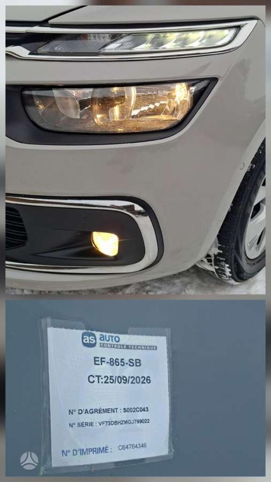 Grey Citroen c4-picasso 2016 in Kaunas, with an engine capacity of 1.56 L and mileage of 190 thousand km for 5950 €, photo 8 on AUTOMOTO.COM.LV