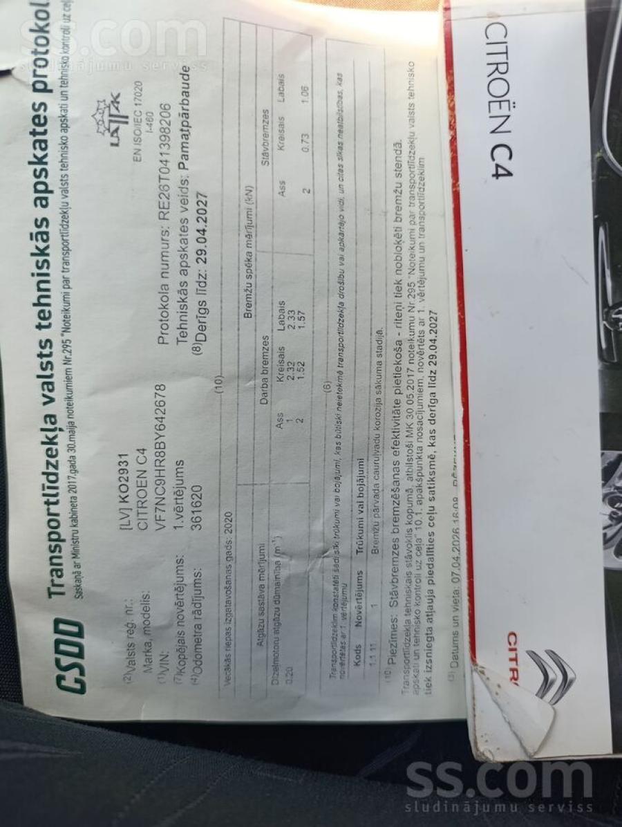 Белый Ситроен С4 2011 в Резекне, объемом двигателя 1.60 л и пробегом 363 тыс. км за 2800 €, фото 15 на AUTOMOTO.COM.LV
