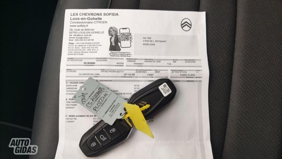 Grey Citroen C5 Aircross 2023 in Klaipeda, with an engine capacity of 1.50 L and mileage of 185 thousand km for 17049 €, photo 27 on AUTOMOTO.COM.LV