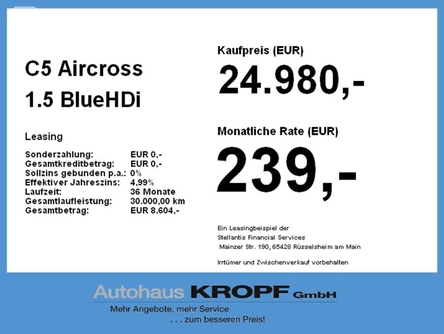 Серый Ситроен C5 Aircross 2025 в Каунас, объемом двигателя 1.50 л и пробегом 11 тыс. км за 27962 €, фото 2 на AUTOMOTO.COM.LV