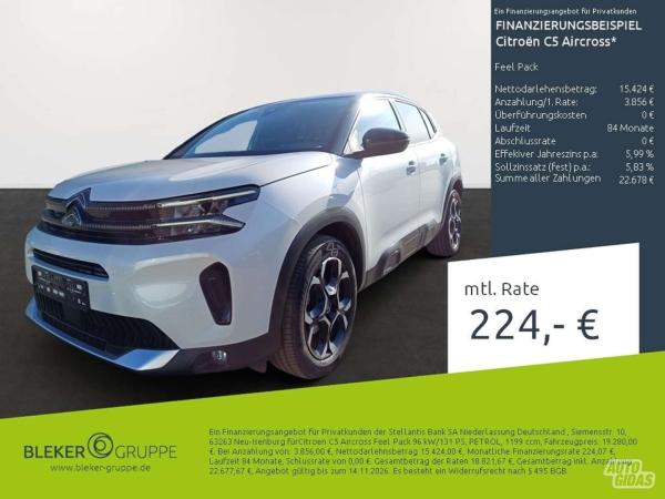White Citroen C5 Aircross 2022 in Kaunas, with an engine capacity of 1.20 L and mileage of 22 thousand km for 21658 €, photo 1 on AUTOMOTO.COM.LV