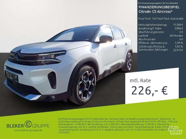Balts Citroen C5 Aircross 2023 Kauņa, ar dzinēja tilpumu 1.20 L un nobraukumu 31 tūkst. km par 21864 €, foto 1 vietnē AUTOMOTO.COM.LV