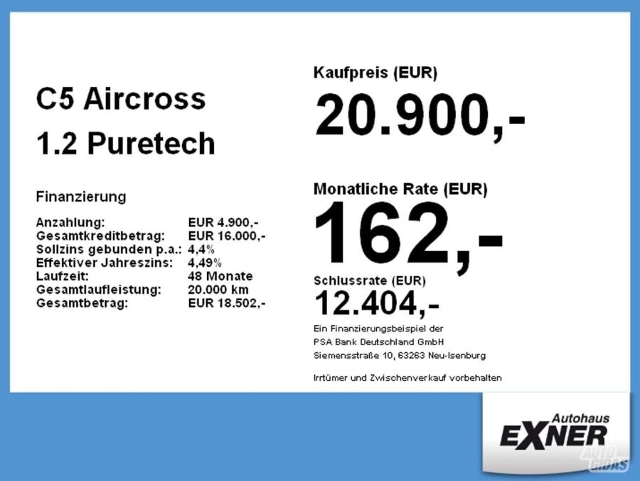 Белый Ситроен C5 Aircross 2023 в Каунас, объемом двигателя 1.20 л и пробегом 18 тыс. км за 23689 €, фото 2 на AUTOMOTO.COM.LV