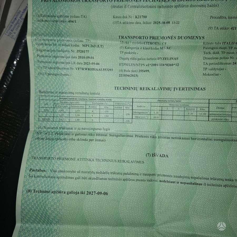 Синий Ситроен С5 2010 в Кретинга, объемом двигателя 2.00 л и пробегом 274 тыс. км за 2700 €, фото 10 на AUTOMOTO.COM.LV