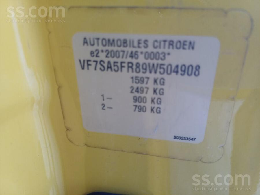 Dzeltens Citroen DS 2010 Rīga, ar dzinēja tilpumu 1.60 L un nobraukumu 228 tūkst. km par 1500 €, foto 15 vietnē AUTOMOTO.COM.LV