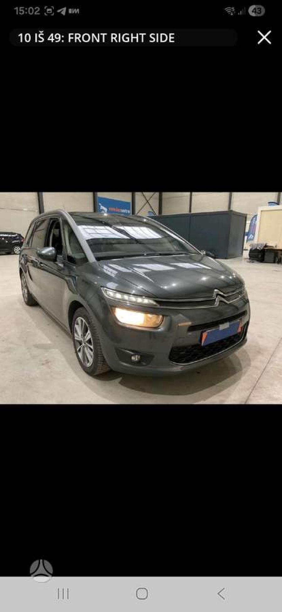 Grey Citroen Grand C4 Picasso 2014 in Kaunas, with an engine capacity of 1.56 L and mileage of 234 thousand km for 5700 €, photo 3 on AUTOMOTO.COM.LV
