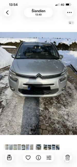 Pelēks Citroen Grand C4 Picasso 2016 Tauragė, ar dzinēja tilpumu 1.56 L un nobraukumu 210 tūkst. km par 5700 €, foto  vietnē AUTOMOTO.COM.LV