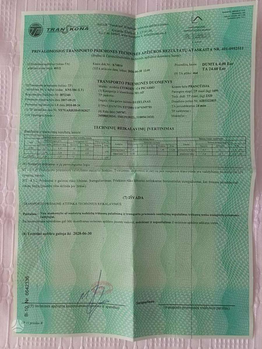 Белый Ситроен Гранд С4 Пикассо 2007 в Гаргждай, объемом двигателя 2.00 л и пробегом 350 тыс. км за 1250 €, фото 13 на AUTOMOTO.COM.LV