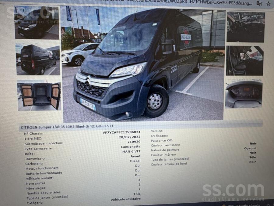 Black Citroen Jumper 2022 in Riga, with an engine capacity of 2.20 L and mileage of 0 thousand km for 12500 €, photo 20 on AUTOMOTO.COM.LV