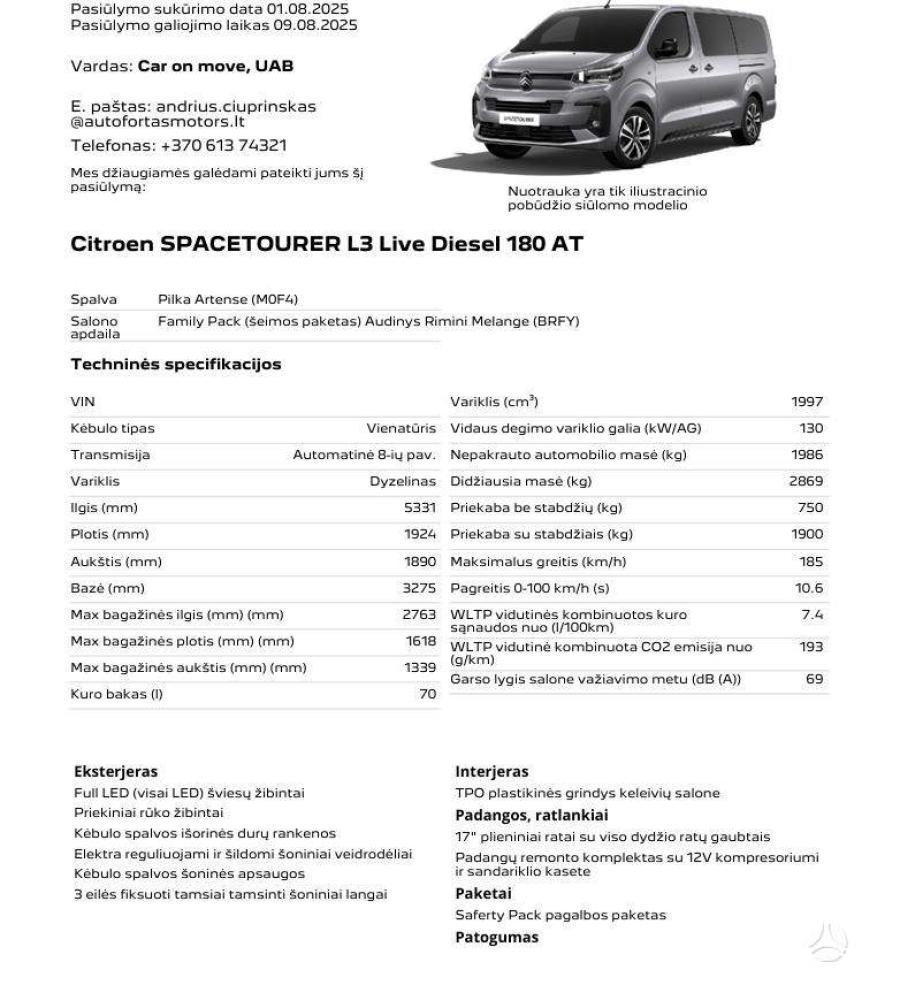 Grey Citroen space-tourer 2025 in Klaipeda, with an engine capacity of 2.00 L and mileage of 20 thousand km for 32500 €, photo 21 on AUTOMOTO.COM.LV
