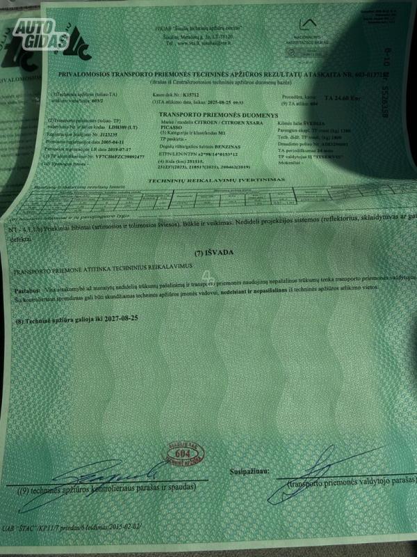 Citroen xsara-picasso 2005 Šauļi, ar dzinēja tilpumu 1.60 L un nobraukumu 250 tūkst. km par 490 €, foto 8 vietnē AUTOMOTO.COM.LV