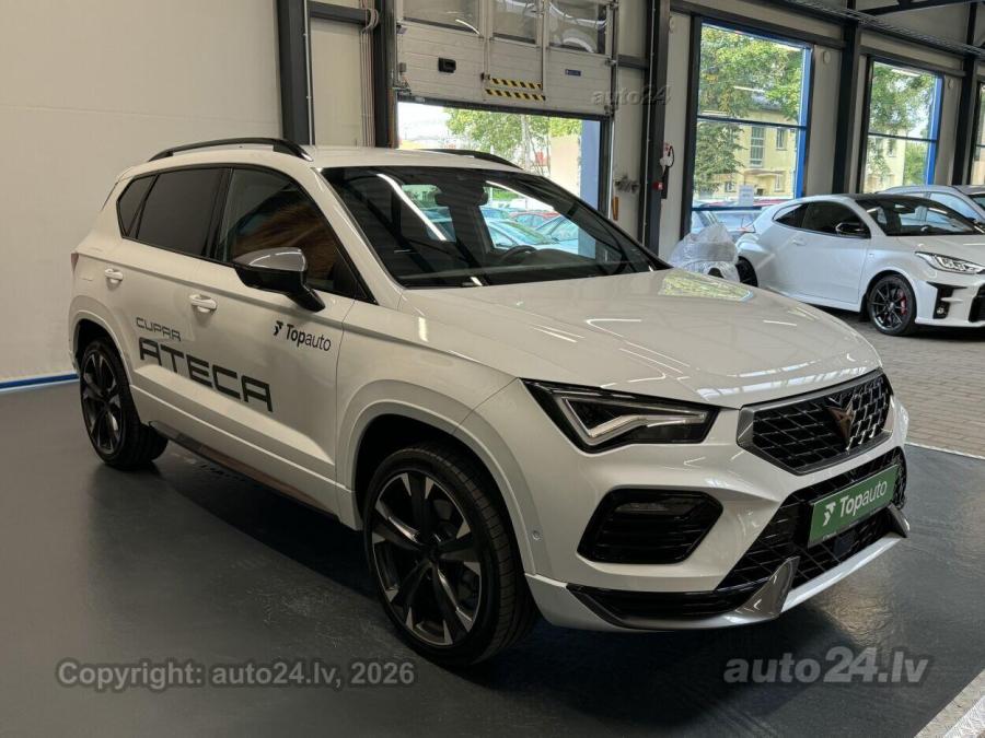 White Cupra ateca 2024 in Tallinn, with an engine capacity of 1.50 L and mileage of 45 thousand km for 32900 €, photo 2 on AUTOMOTO.COM.LV