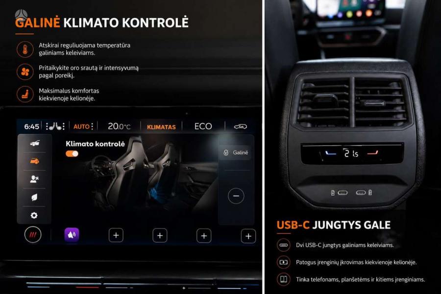 Black Cupra Formentor 2022 in Vilnius, with an engine capacity of 1.40 L and mileage of 50 thousand km for 24900 €, photo 9 on AUTOMOTO.COM.LV