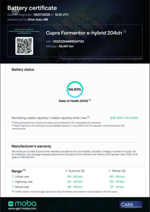Черный Cupra Formentor 2023 в Вильнюс, объемом двигателя 1.40 л и пробегом 63 тыс. км за 23490 €, фото 8 на AUTOMOTO.COM.LV