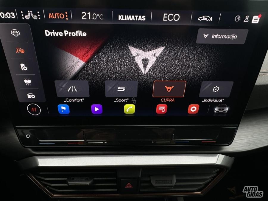 Melns Cupra Formentor 2023 Avižieniai, ar dzinēja tilpumu 1.40 L un nobraukumu 99 tūkst. km par 23950 €, foto 15 vietnē AUTOMOTO.COM.LV