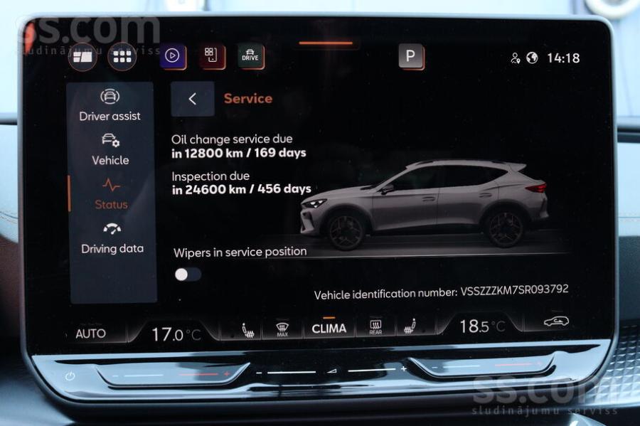 Черный Cupra Formentor 2025 в Рига, объемом двигателя 2.00 л и пробегом 6 тыс. км за 43990 €, фото 20 на AUTOMOTO.COM.LV