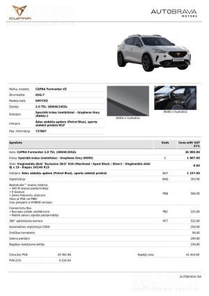 Серый Cupra Formentor 2023 в Рига, объемом двигателя 2.00 л и пробегом 38 тыс. км за 28500 €, фото 7 на AUTOMOTO.COM.LV