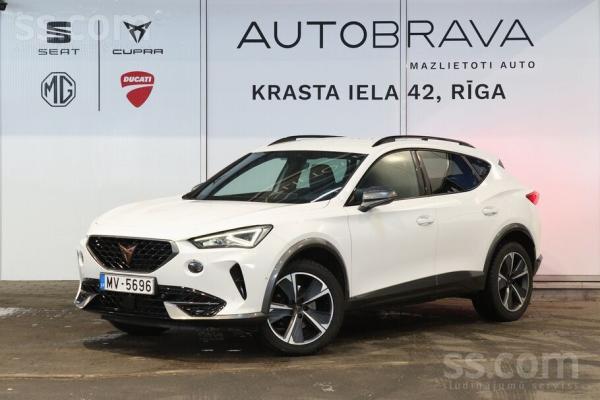 White Cupra Formentor 2021 in Riga, with an engine capacity of 1.50 L and mileage of 59 thousand km for 23490 €, photo 1 on AUTOMOTO.COM.LV