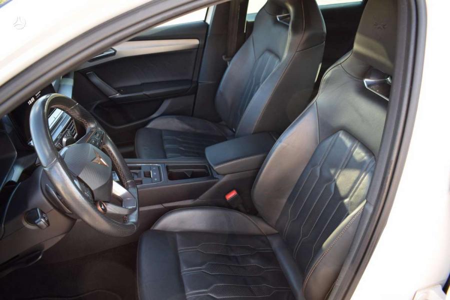White Cupra Leon 2021 in Utena, with an engine capacity of 1.40 L and mileage of 195 thousand km for 13700 €, photo 17 on AUTOMOTO.COM.LV
