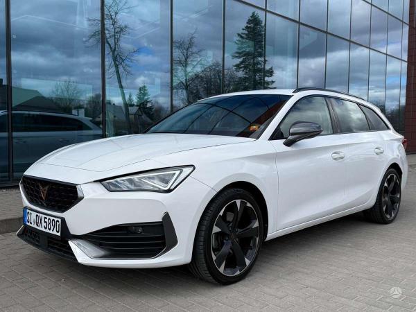 White Cupra Leon 2024 in Vilnius, with an engine capacity of 1.97 L and mileage of 61 thousand km for 19250 €, photo 2 on AUTOMOTO.COM.LV