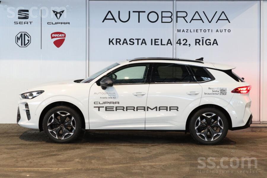 White Cupra Terramar 2025 in Riga, with an engine capacity of 2.00 L and mileage of 5 thousand km for 44290 €, photo 4 on AUTOMOTO.COM.LV