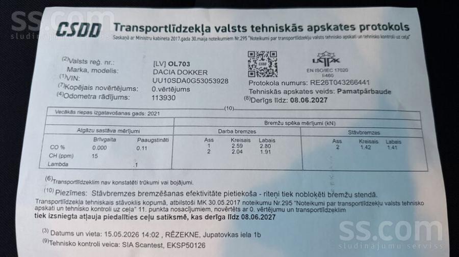 Balts Dacia Dokker 2015 Rēzekne, ar dzinēja tilpumu 1.20 L un nobraukumu 115 tūkst. km par 5650 €, foto 20 vietnē AUTOMOTO.COM.LV