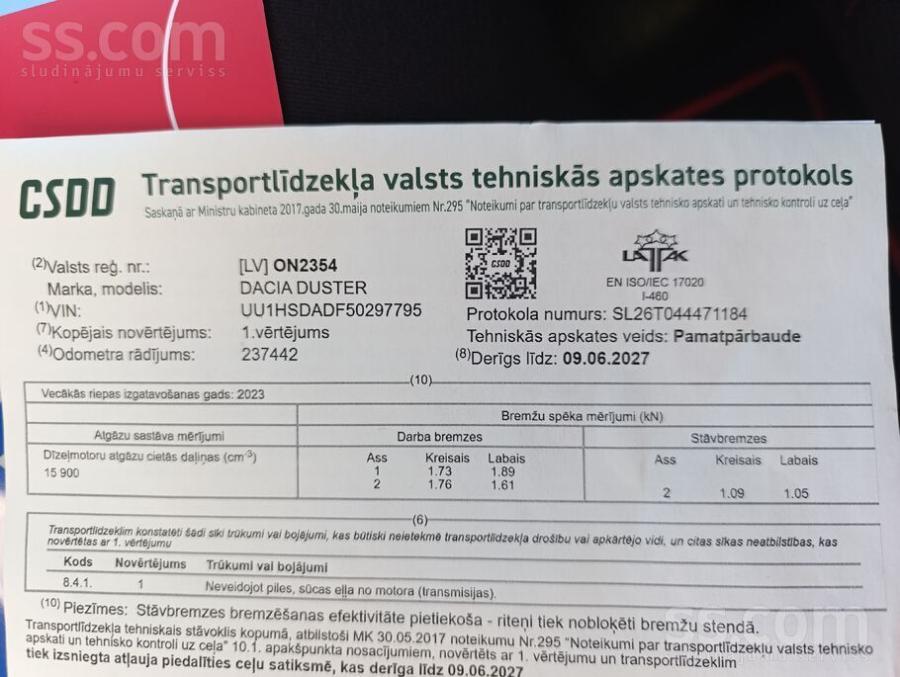 Dacia Duster 2014 Valmiera, ar dzinēja tilpumu 1.50 L un nobraukumu 237 tūkst. km par 6550 €, foto 16 vietnē AUTOMOTO.COM.LV