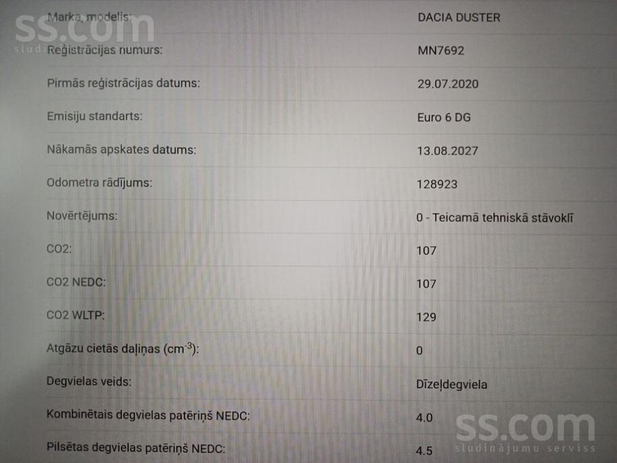 Dacia Duster 2020 in Riga, with an engine capacity of 1.50 L and mileage of 135 thousand km for 10100 €, photo 23 on AUTOMOTO.COM.LV