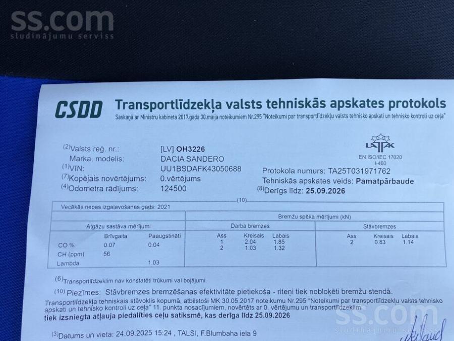 Дачия Сандеро 2010 в Талси, объемом двигателя 1.60 л и пробегом 125 тыс. км за 3700 €, фото 16 на AUTOMOTO.COM.LV