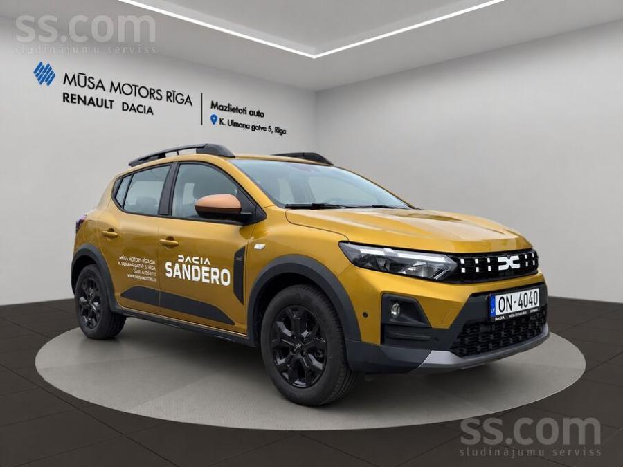 Dzeltens Dacia Sandero 2026 Rīga, ar dzinēja tilpumu 1.00 L un nobraukumu 1 tūkst. km par 16900 €, foto 1 vietnē AUTOMOTO.COM.LV