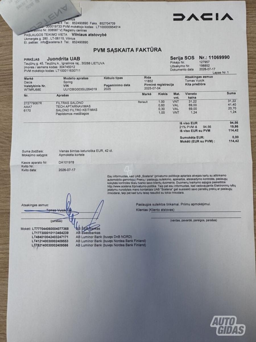 Zils Dacia Spring 2025 Avižieniai, ar dzinēja tilpumu 0.00 L un nobraukumu 12 tūkst. km par 14500 €, foto 23 vietnē AUTOMOTO.COM.LV