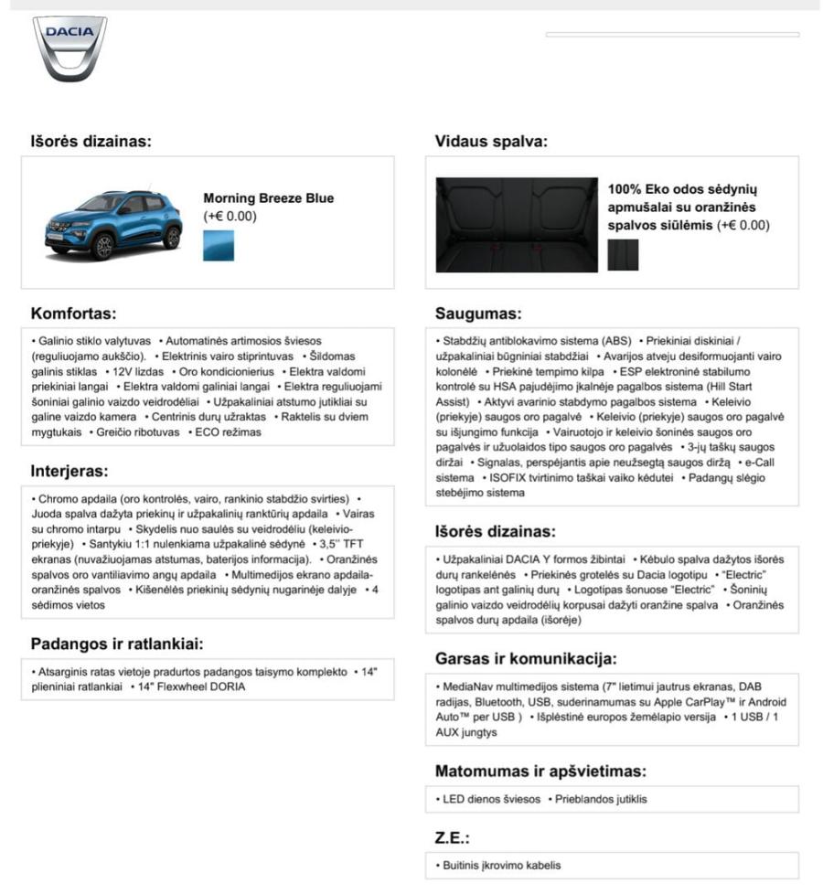 Zils Dacia Spring 2022 Kauņa, ar dzinēja tilpumu 0.00 L un nobraukumu 41 tūkst. km par 9500 €, foto 33 vietnē AUTOMOTO.COM.LV