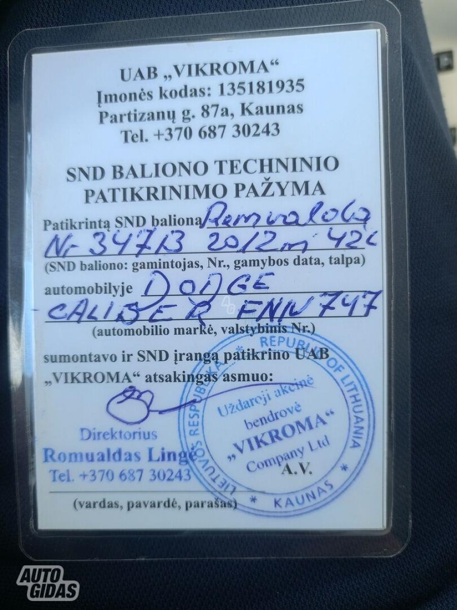 Black Dodge Caliber 2007 in Kaunas, with an engine capacity of 2.00 L and mileage of 317 thousand km for 1899 €, photo 16 on AUTOMOTO.COM.LV