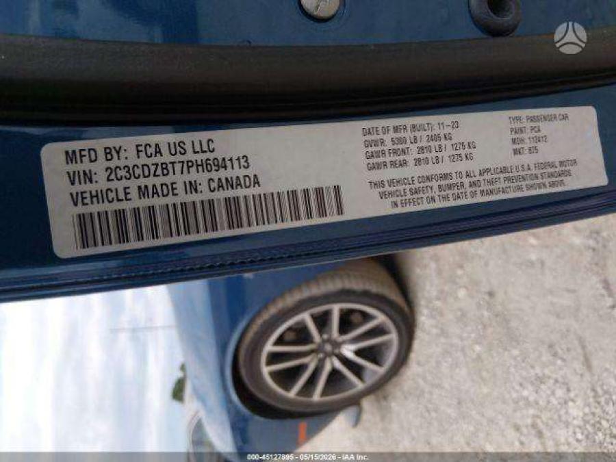Blue Dodge Challenger 2023 in Klaipeda, with an engine capacity of 5.65 L and mileage of 38 thousand km for 10250 €, photo 10 on AUTOMOTO.COM.LV