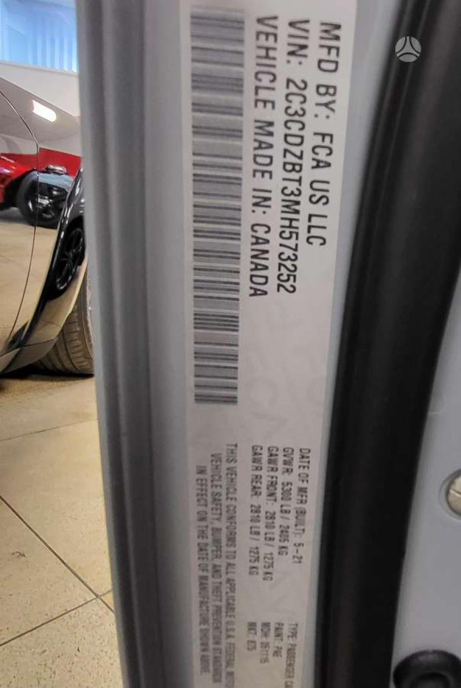 Grey Dodge Challenger 2021 in Siauliai, with an engine capacity of 5.65 L and mileage of 37 thousand km for 29400 €, photo 19 on AUTOMOTO.COM.LV