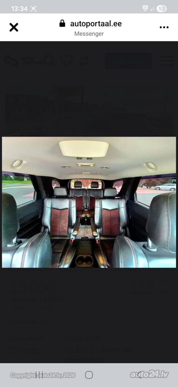 Black Dodge Durango 2013 in Elva, with an engine capacity of 3.60 L and mileage of 375 thousand km for 10500 €, photo 2 on AUTOMOTO.COM.LV