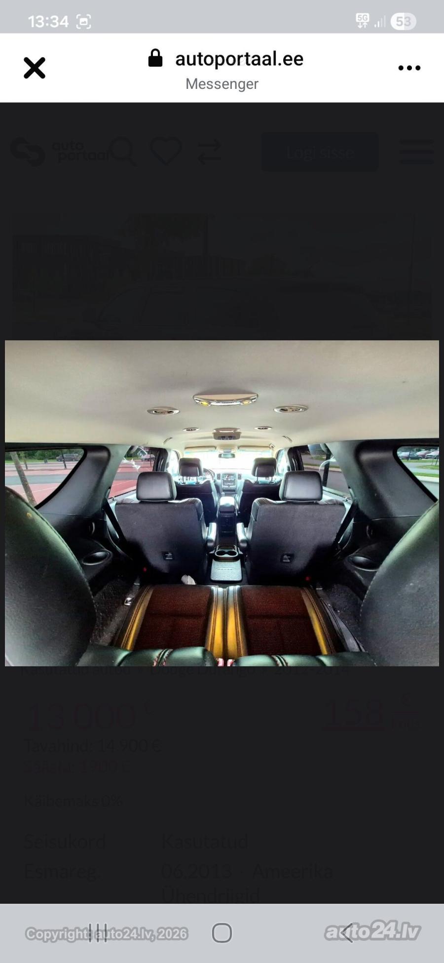 Black Dodge Durango 2013 in Elva, with an engine capacity of 3.60 L and mileage of 375 thousand km for 10500 €, photo 4 on AUTOMOTO.COM.LV