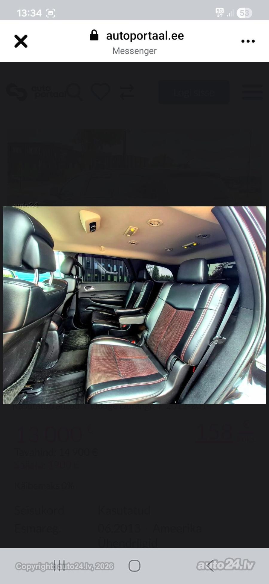 Black Dodge Durango 2013 in Elva, with an engine capacity of 3.60 L and mileage of 375 thousand km for 10500 €, photo 5 on AUTOMOTO.COM.LV