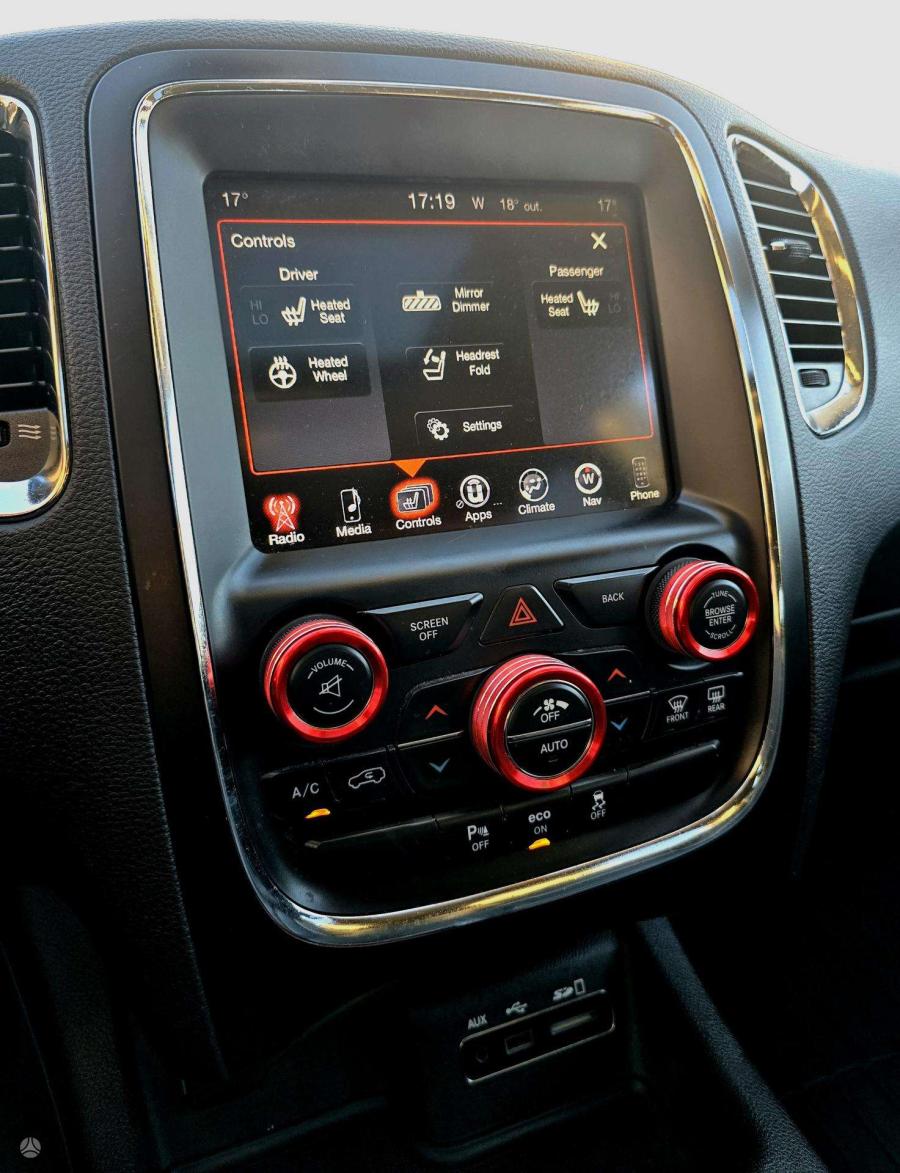 Melns Dodge Durango 2014 Tauragė, ar dzinēja tilpumu 3.60 L un nobraukumu 201 tūkst. km par 12500 €, foto 19 vietnē AUTOMOTO.COM.LV
