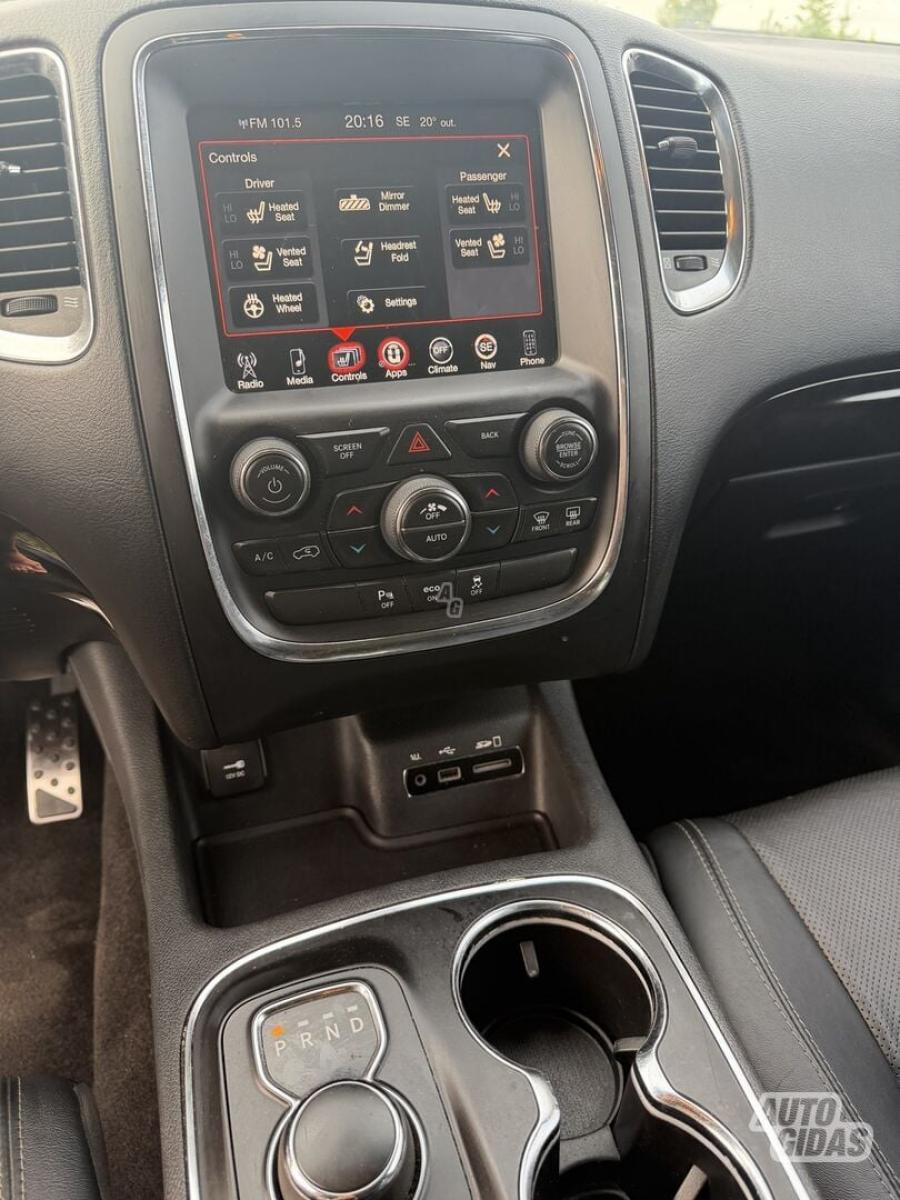Black Dodge Durango 2015 in Gargzdai, with an engine capacity of 3.60 L and mileage of 169 thousand km for 15700 €, photo 7 on AUTOMOTO.COM.LV