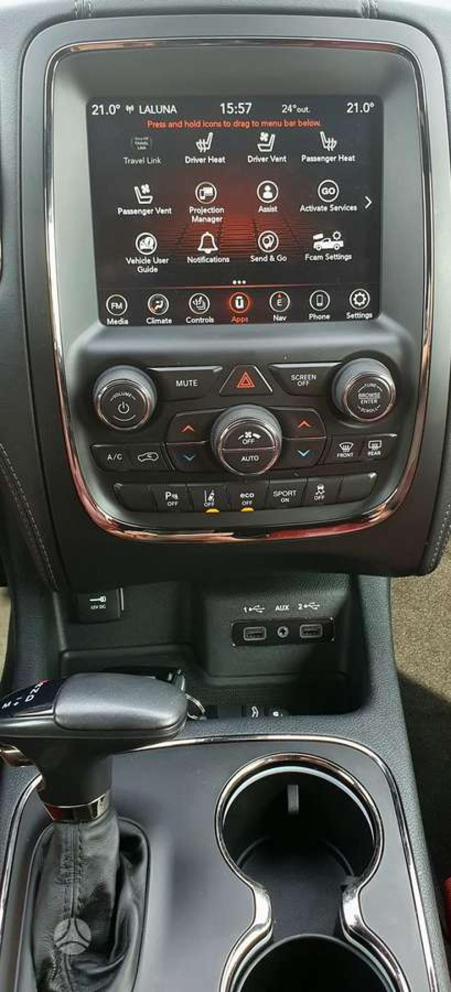 Black Dodge Durango 2019 in Klaipeda, with an engine capacity of 5.65 L and mileage of 246 thousand km for 19900 €, photo 19 on AUTOMOTO.COM.LV
