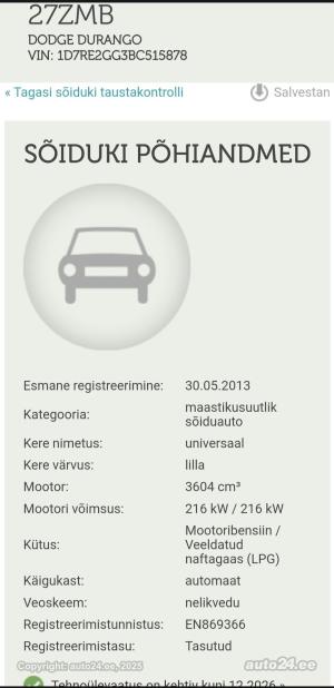 Серый Додж Дюранго 2013 в Таллин, объемом двигателя 3.60 л и пробегом 313 тыс. км за 17800 €, фото 11 на AUTOMOTO.COM.LV