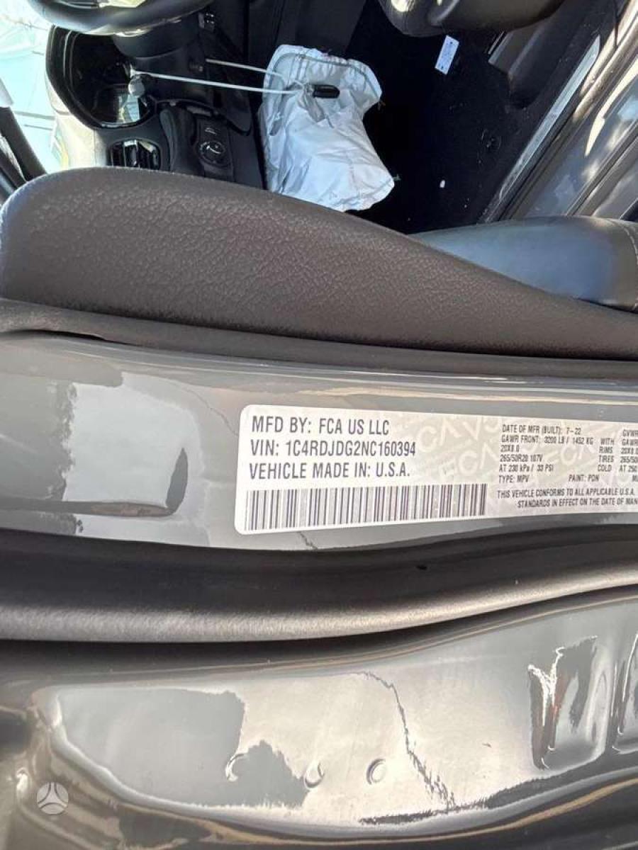 Pelēks Dodge Durango 2022 Ukmergė, ar dzinēja tilpumu 3.60 L un nobraukumu 63 tūkst. km par 18490 €, foto 33 vietnē AUTOMOTO.COM.LV