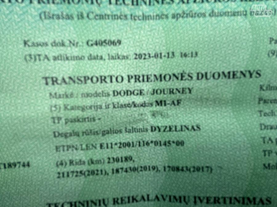 Dodge Journey 2009 in Vilnius, with an engine capacity of 2.00 L and mileage of 0 thousand km for 1499 €, photo 19 on AUTOMOTO.COM.LV