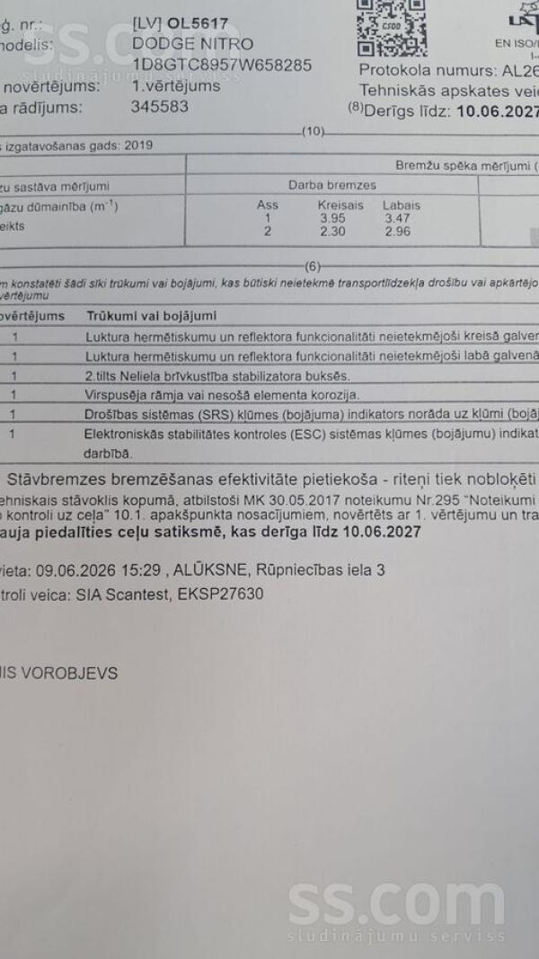 Melns Dodge Nitro 2008 Alūksne, ar dzinēja tilpumu 2.80 L un nobraukumu 346 tūkst. km par 5000 €, foto 4 vietnē AUTOMOTO.COM.LV