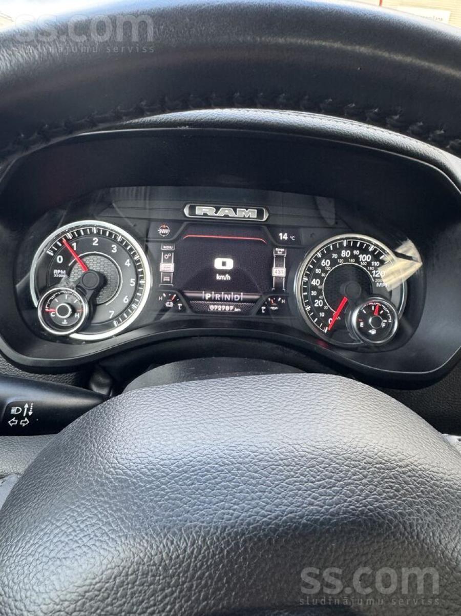 Black Dodge RAM 2023 in Liepaja, with an engine capacity of 5.70 L and mileage of 73 thousand km for 49900 €, photo 27 on AUTOMOTO.COM.LV